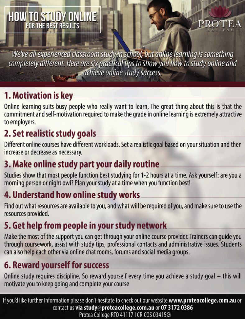 6 Tips to Help You Succeed With Online Study - Protea College
